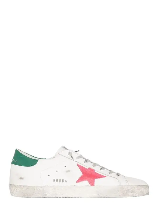 GOLDEN GOOSE Super-star Sneakers - White/green/pink