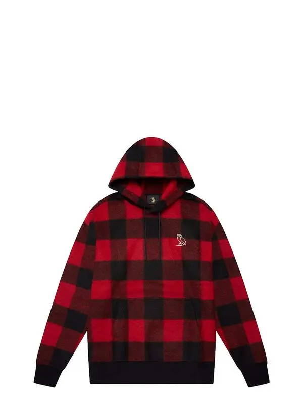 OVO Buffalo Plaid Wool-blend Hoodie - Red/black
