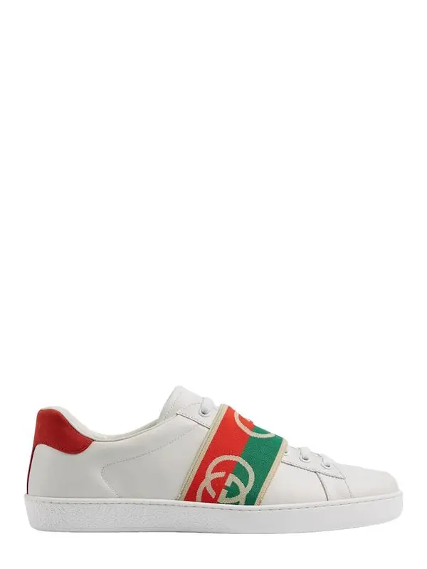 Gucci Ace Elastic Web Interlocking Gg Sneakers - White/red/green