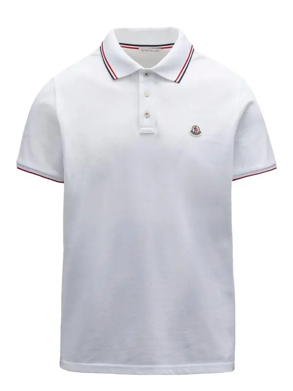 Moncler Logo Polo Shirt - White/red/black