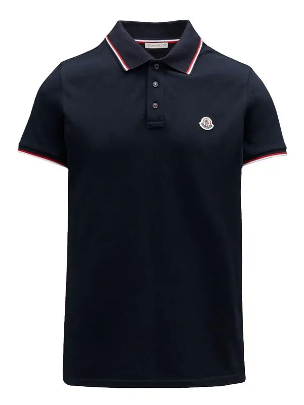 Moncler Logo Polo Shirt - Navy Blue/red/white