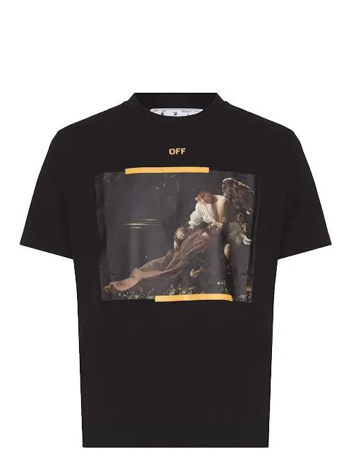 Off-White Arrow Caravaggio St. Fran Skate Slim Tee Shirt/in - Black/yellow