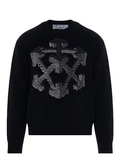Off-White 3d Arrow Chunky Knit Sweatshirt - Black/grey