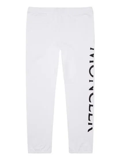 Moncler Split Embroidered Logo Sweatpants - White
