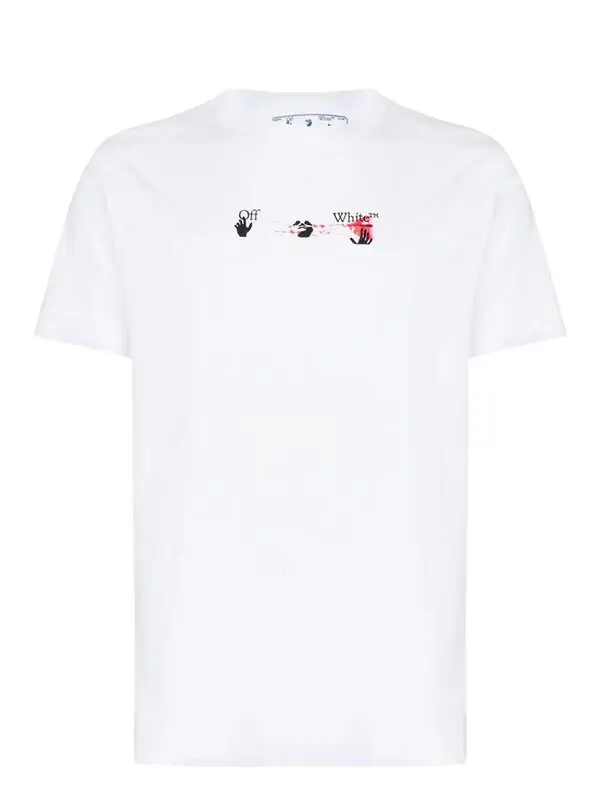 Off-White Off Acrylic Arrow Logo Print T-shirt - White/black/fuchshia