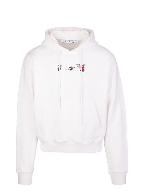 Off-White Acrylic Arrow Logo Print Hoodie - White Black Fucshia