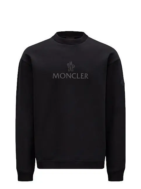 Moncler Reflective Logo Print Crewneck Sweatshirt - Black