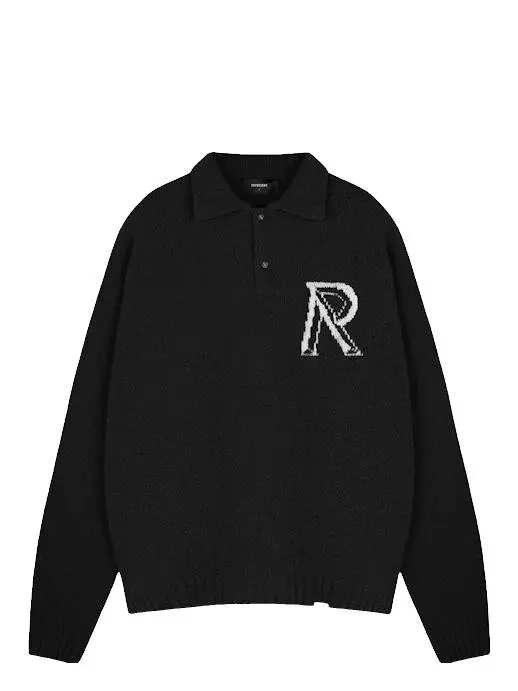 REPRESENT Initial Boucle Polo Shirt - Jet Black