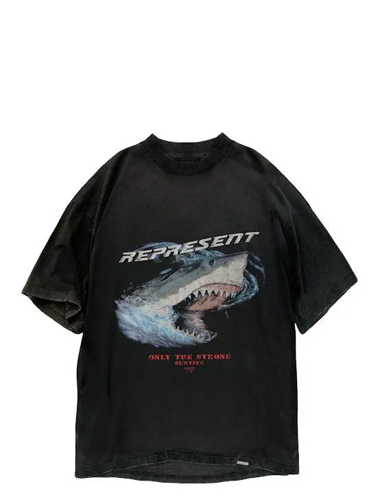 REPRESENT Only The Strong Survive Shark T-shirt - Vintage Black