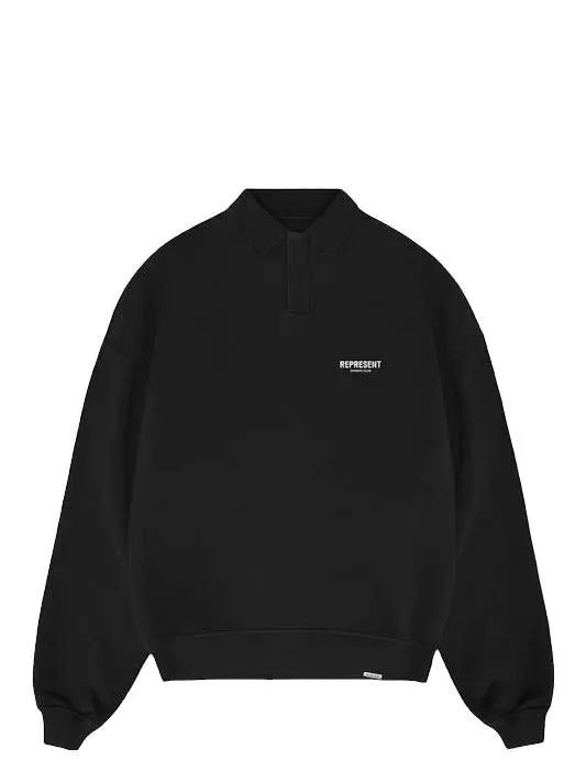 REPRESENT Owners Club Long Sleeve Polo Shirt Sweater - Black