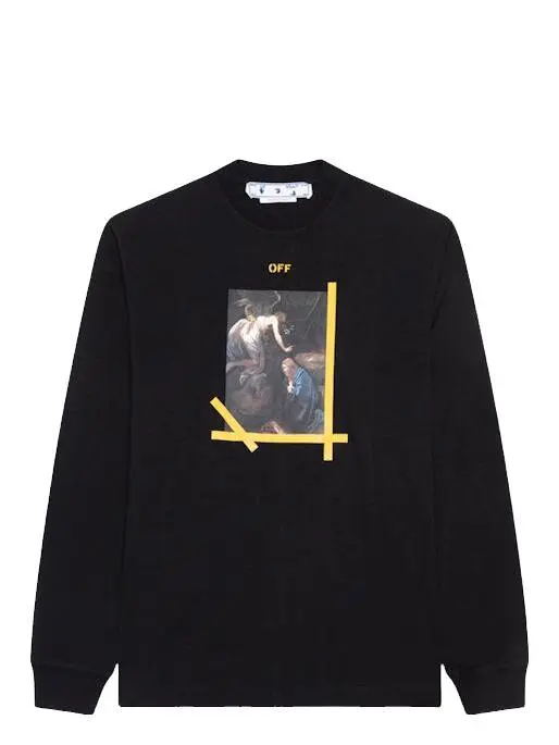 Off-White Arrow Caravaggio Ann Skate Long Sleeve Tee Shirt - Black/yellow