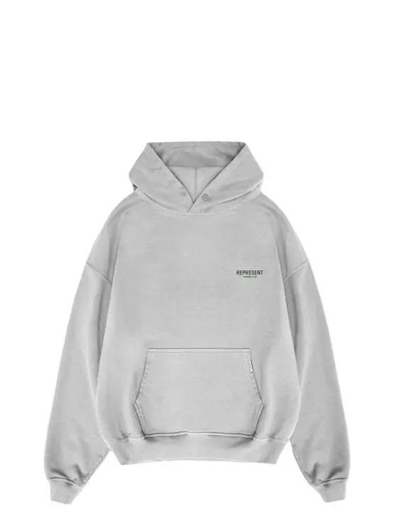 REPRESENT Owner's Club Hoodie - Ash Grey/racing Green