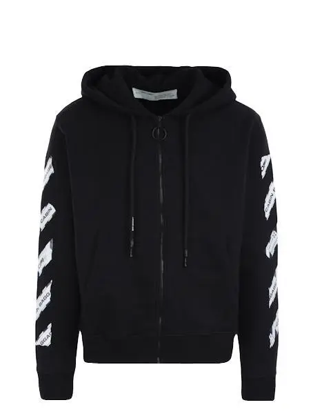 Off-White Airport Tape Zip-up Hoodie - Black