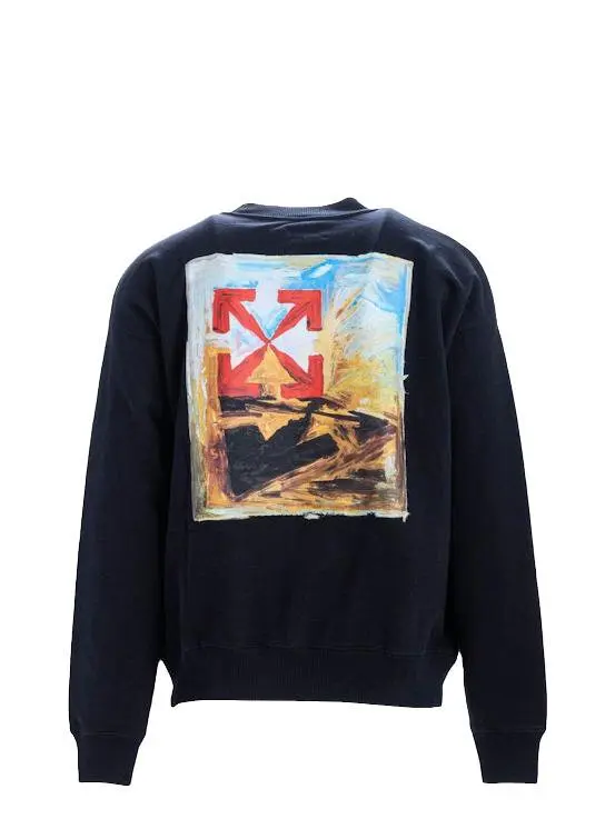 Off-White Arrow On Canvas Print Sweatshirt - Black