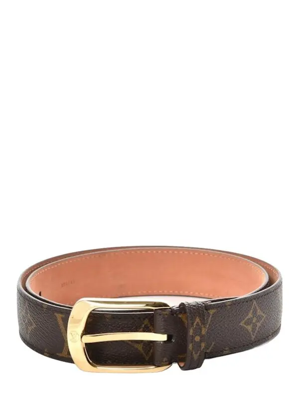 FERRAGAMO Leather G Icon Squared Buckle Belt - Brown/brass