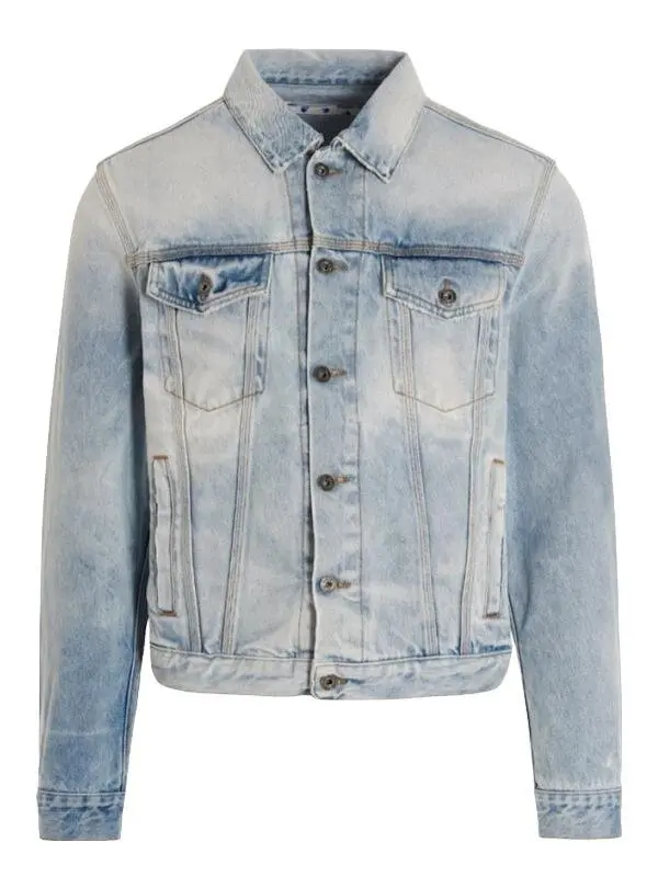 Off-White Arrows Print Denim Jacket - Pale Blue