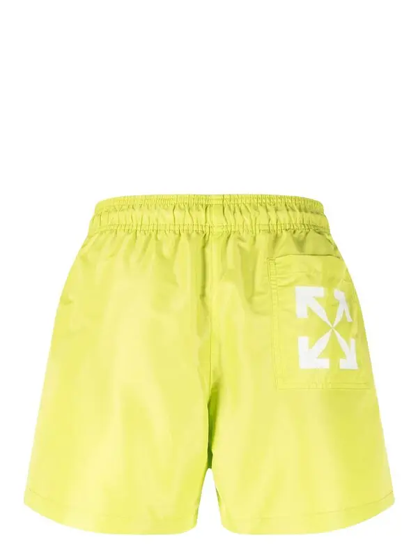 Off-White Arrows Print Swim Shorts - Lime Green
