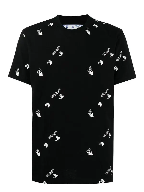 Off-White All Over Logo Print T-shirt - Black White