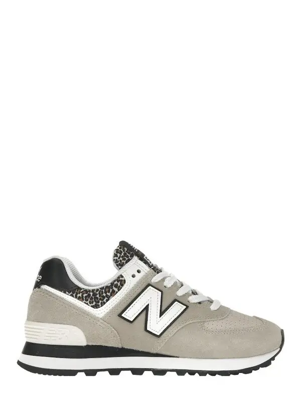 NEW BALANCE 574 Leopard Print Sneakers - Grey/black