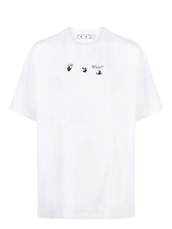 Off-White Off Marker Short Sleeve Over Tee Shirt - White/blue