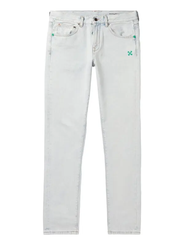 Off-White Slim Fit Denim Jeans - Bleach/mint