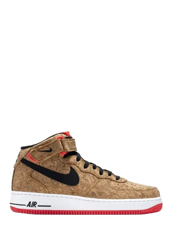 Nike Air Force 1 Mid Cork Sneakers - Natural/black/bright Crimson