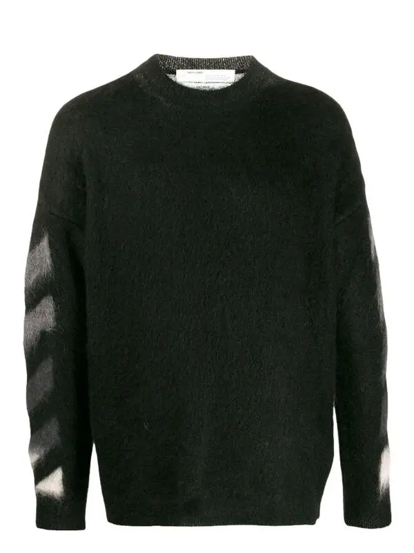 Off-White Brushed Mohair Diag Arrows Knit Sweater - Black