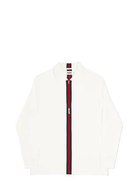PALACE Vertical Weave Zip Polo - White