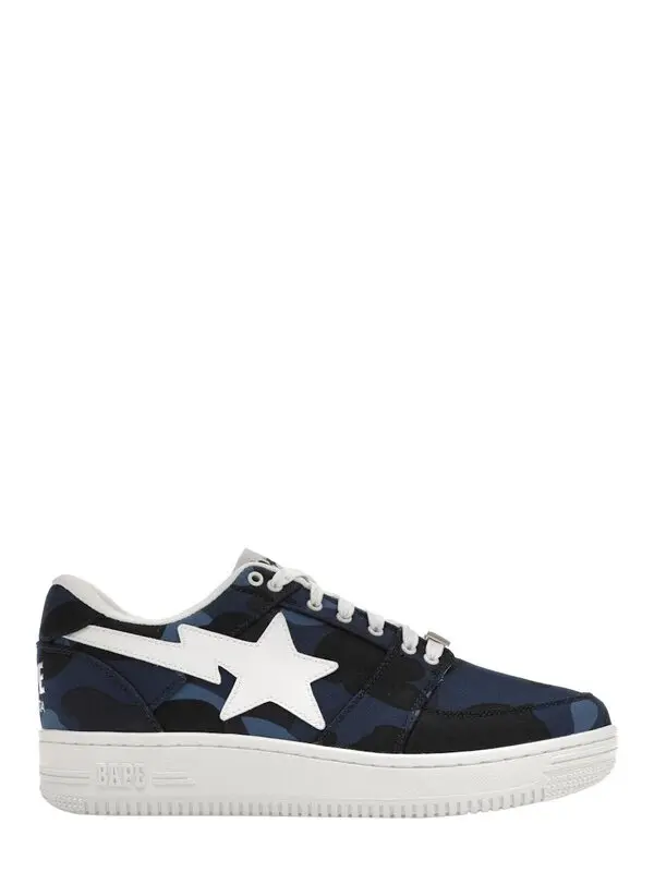 BAPE A Bathing Ape Sta Low Camo Sneakers - Navy Blue/white
