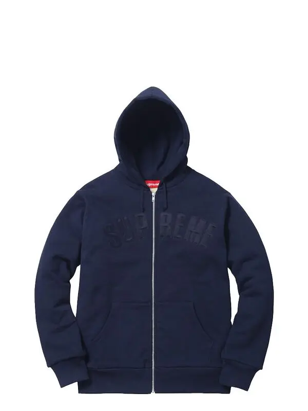 Supreme Arc Logo Thermal Zip Up Sweatshirt - Navy Blue