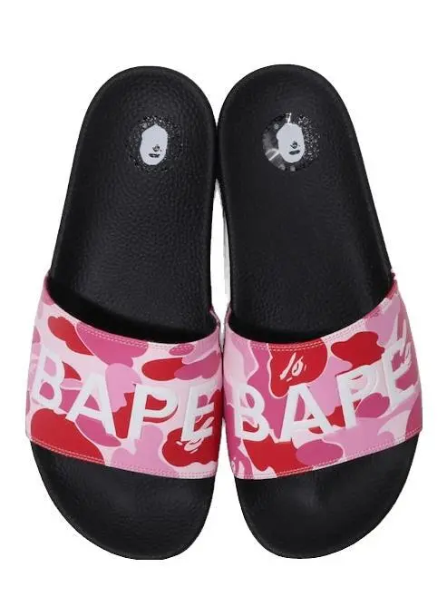 BAPE A Bathing Ape Abc Camo Slides - Pink/black