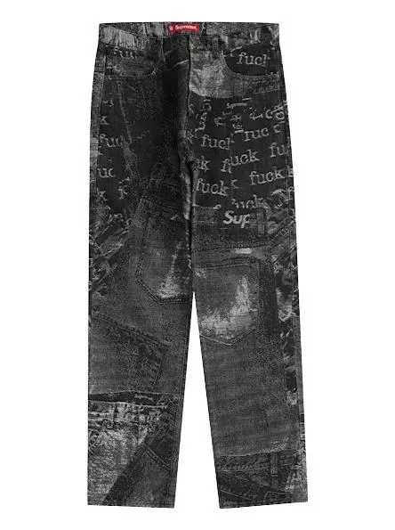 Supreme Archive Denim Jacquard Regular Jean - Black