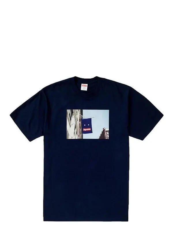 Supreme Banner Tee Shirt - Navy Blue