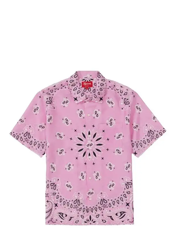 Supreme Bandana Silk Short Sleeve Shirt - Pink