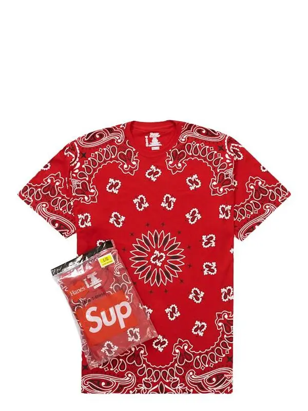 Supreme Hanes Bandana Tagless Tees - Red