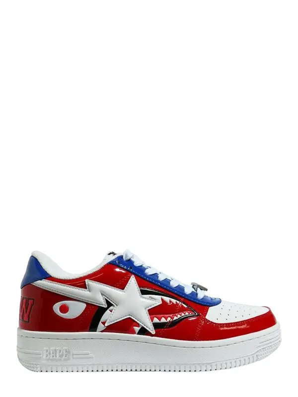 BAPE A Bathing Ape Sta Low M2 20th Anniversary Patent Sneakers - Red/white/blue