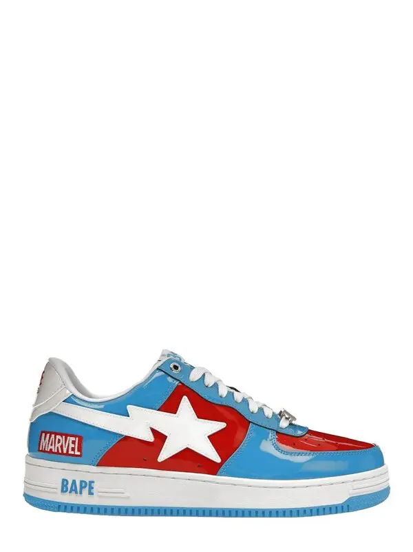 BAPE A Bathing Ape Sta Marvel Comics Captain America Sneakers - Blue/red