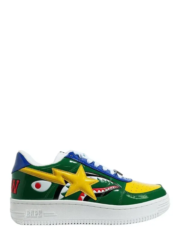 BAPE A Bathing Ape Sta Low M2 20th Anniversary Patent Shark - Green/yellow/blue