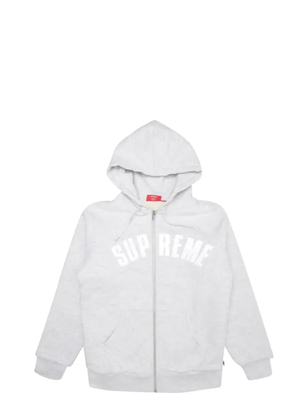 Supreme Arc Logo Thermal Zip Up Sweatshirt - Ash Grey