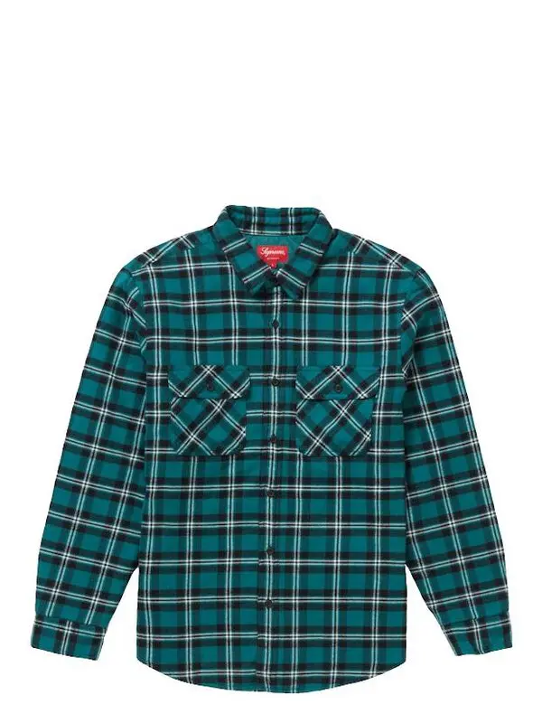 Supreme Arc Logo Quilted Flannel Shirt - Green