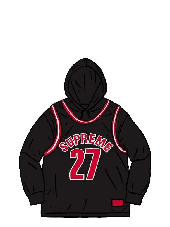 Supreme Basketball Jersey Hooded Sweatshirt - Black