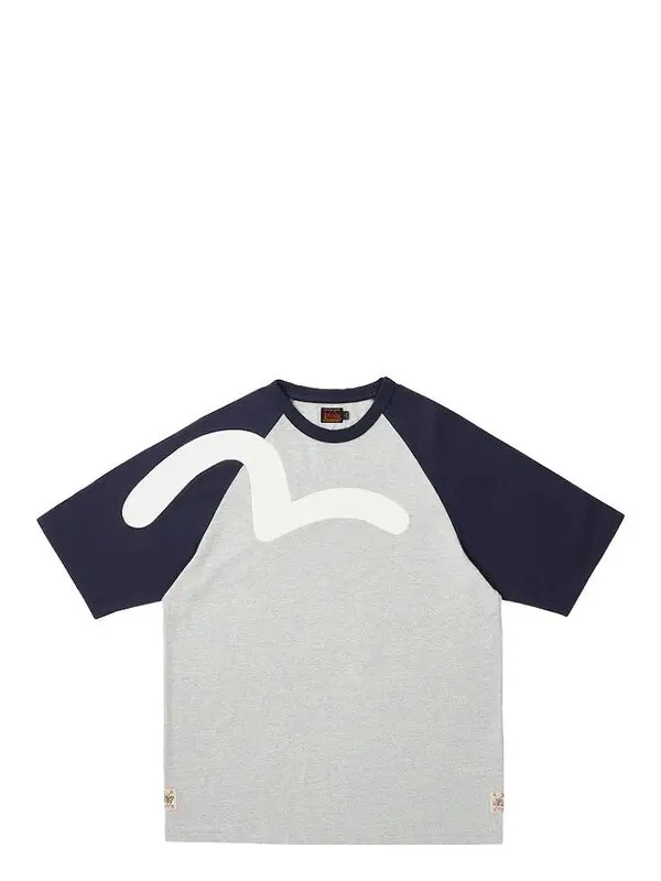 PALACE X Evisu Seagull Raglan T-shirt - Grey Marl