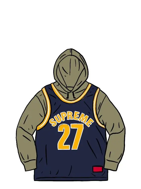 Supreme Basketball Jersey Hooded Sweatshirt - Light Olive