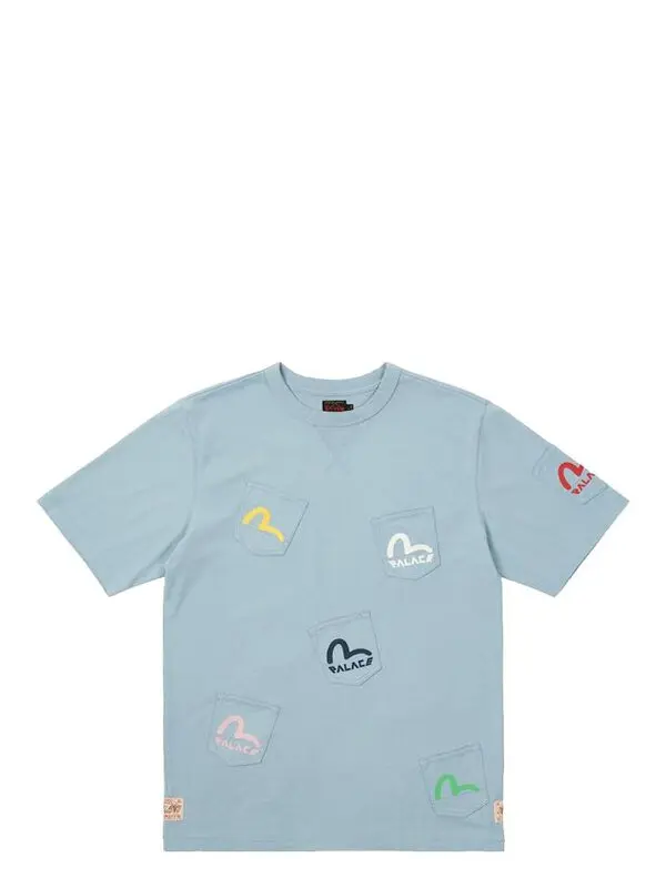 PALACE X Evisu Pocket T-shirt - Dusty Blue