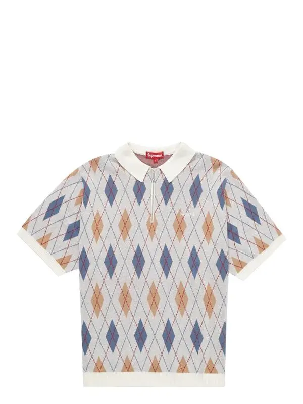 Supreme Argyle Zip Polo Shirt - White