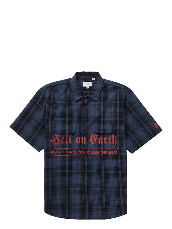 Supreme Bernadette Corporation Short Sleeve Work Shirt - Navy Blue Plaid