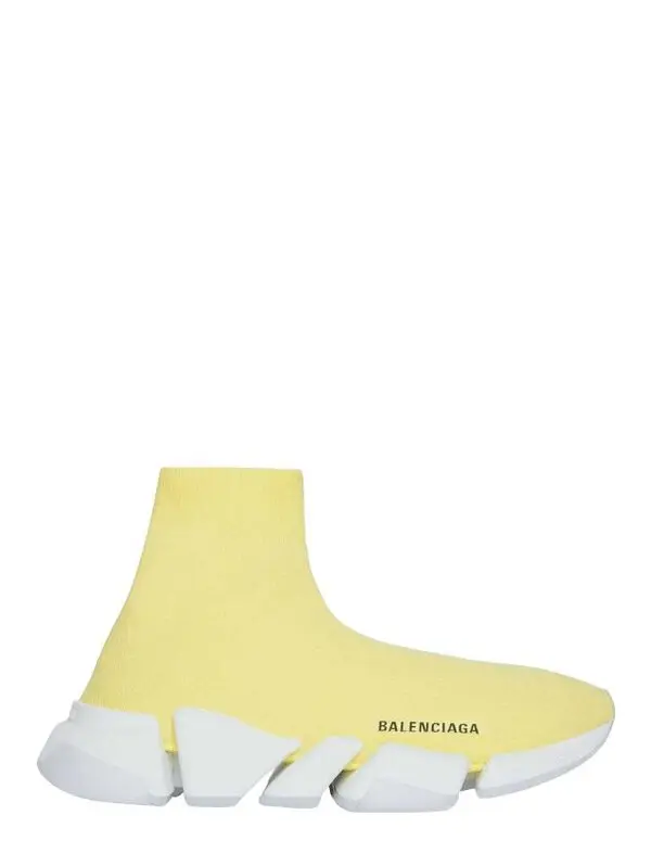Balenciaga Speed 2.0 Recycled Knit Sneakers With Transparent Sole - Yellow/white