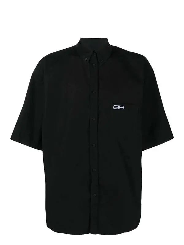 Balenciaga Short Sleeve Large Fit Shirt - Black
