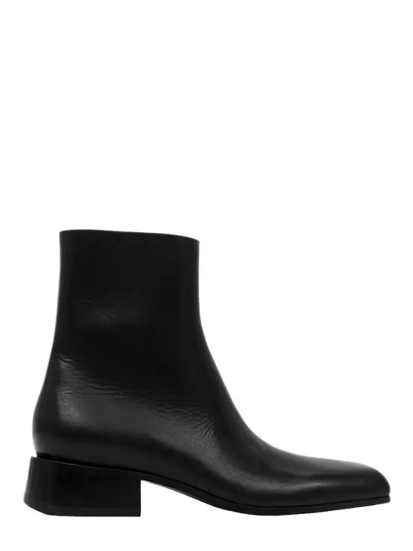 Balenciaga Square-toe Leather Ankle Boots - Black