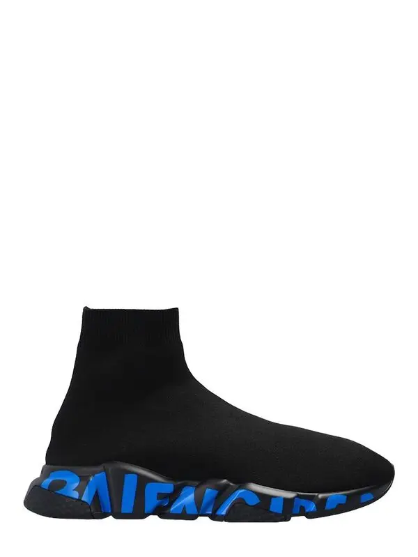 Balenciaga Speed Graffiti Sneakers - Black/blue